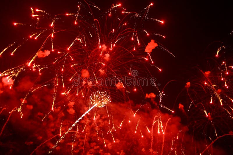 Red Fireworks stock image. Image of july4, festive, nightshot - 152253281