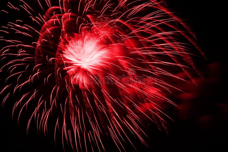 Red Fireworks in the Night Sky Stock Photo - Image of bright, salute ...