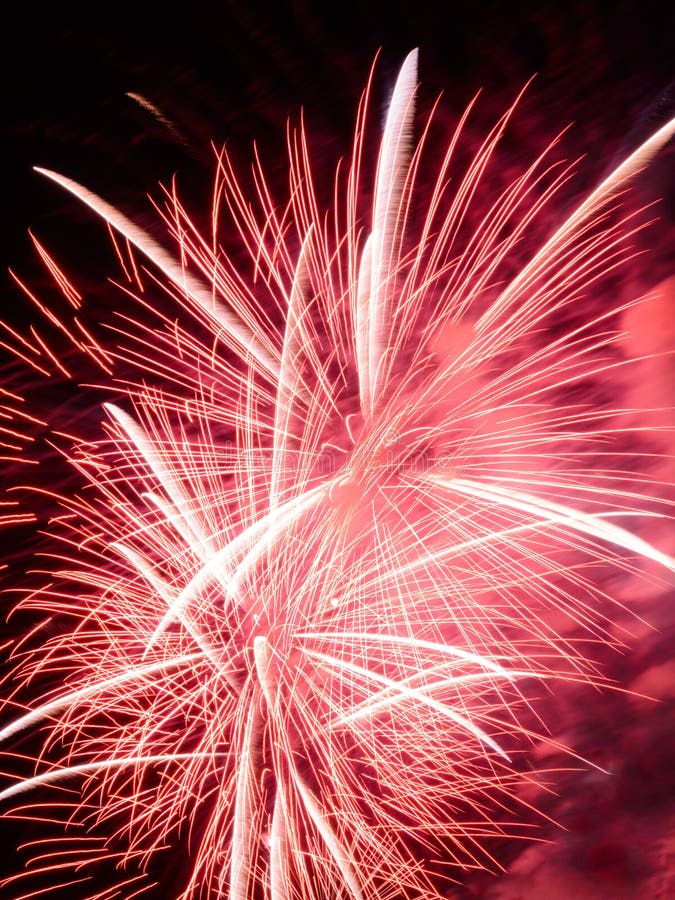 Red fireworks in sky stock photo. Image of shape, skyrocket - 134429706