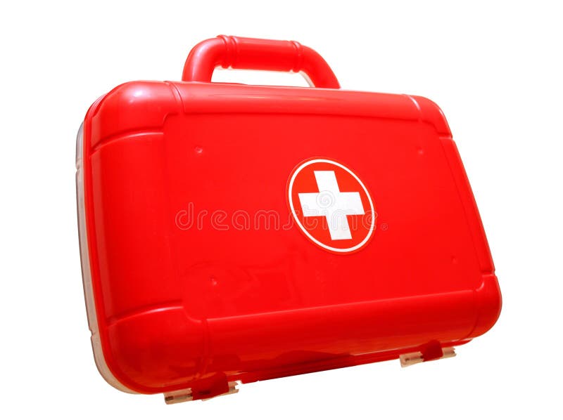 Red first aid kit bag stock photo. Image of precaution - 11385038