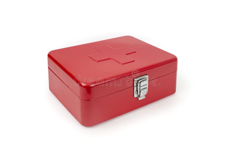 Red First Aid Kit Box, Closed and Isolated on White Background, Empty ...