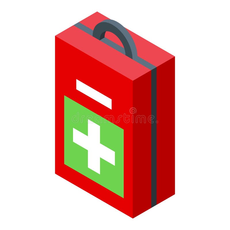 Red First Aid Kit Closed with Handle Presenting Stock Vector ...