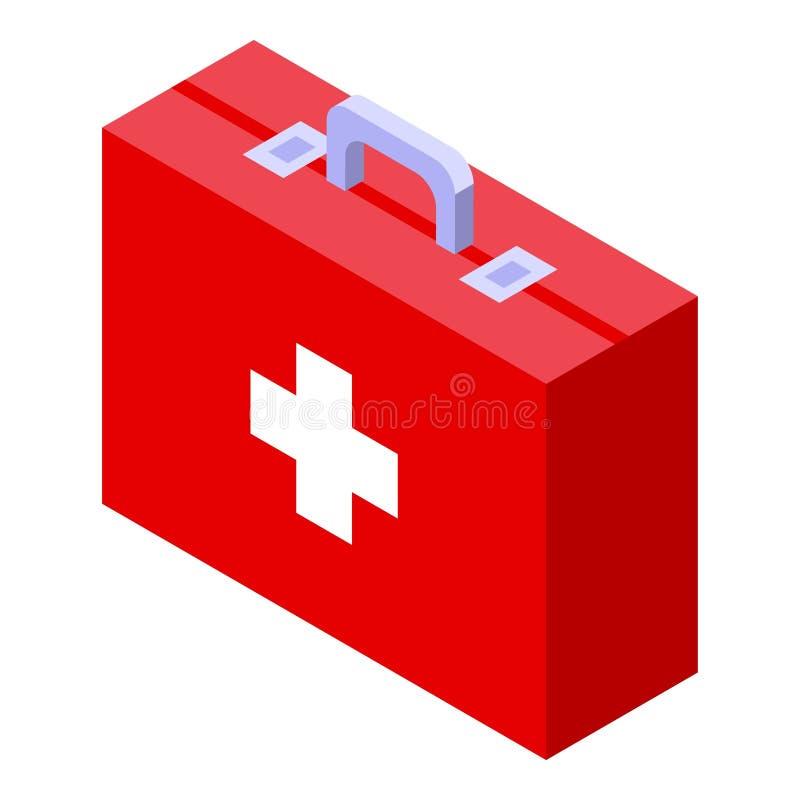 Red First Aid Kit Closed Isometric Icon Stock Illustration ...