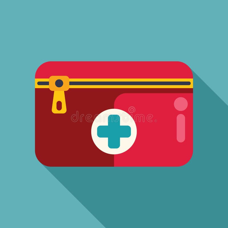 Red First Aid Kit Closed Showing Information Sign Stock Illustration ...