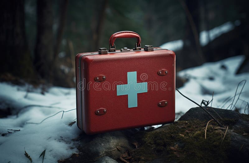 A Red First Aid Kit with a Cross on it Stock Illustration ...