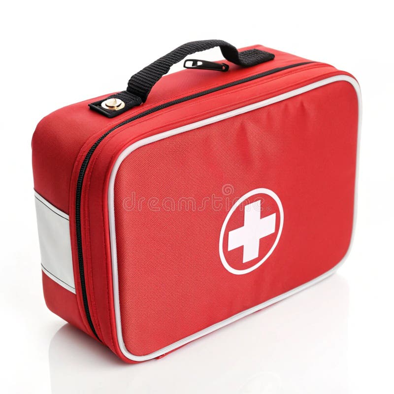 Red First Aid Kit Isolated on White Background Stock Illustration ...