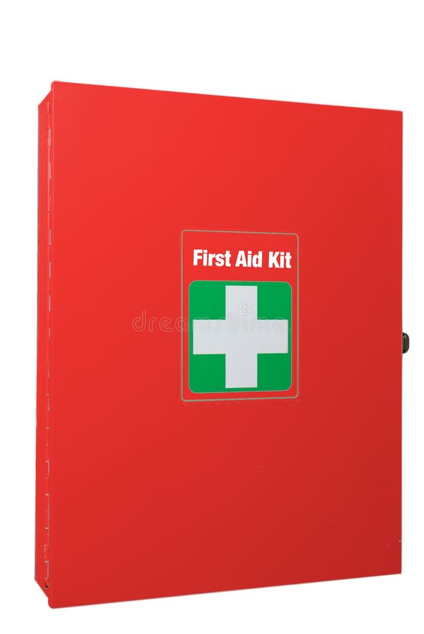 Red First Aid Kit Isolated on White Background Stock Photo - Image of ...