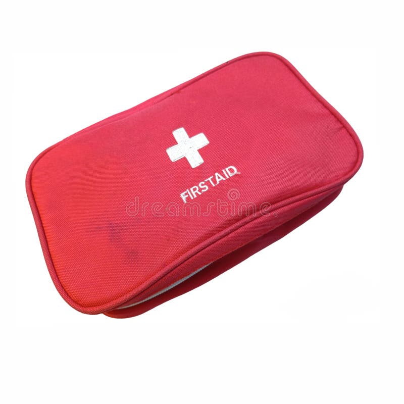 Red First Aid Kit Isolated on White Stock Illustration - Illustration ...
