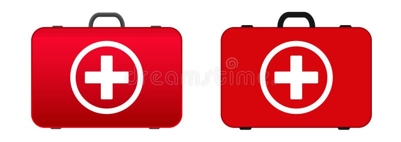Red First Aid Kit. Medical Car Emergency Kit Stock Vector ...