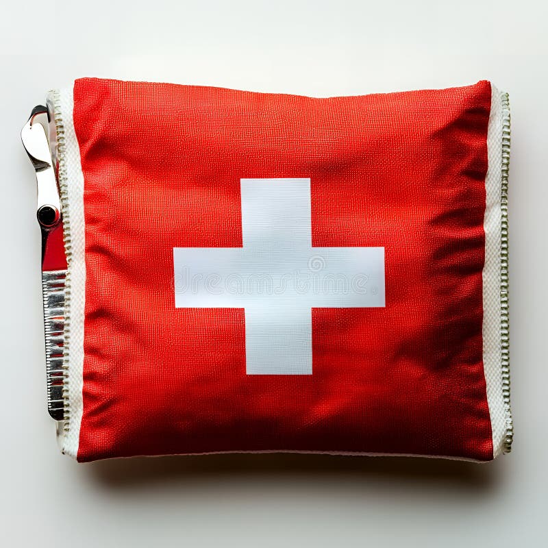 Red First Aid Kit with a White Cross Stock Illustration - Illustration ...