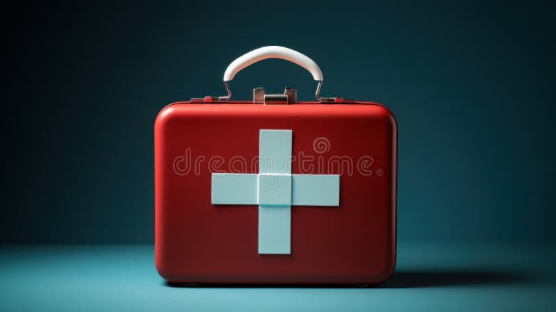 A Red First Aid Kit with a White Cross on it Stock Illustration ...