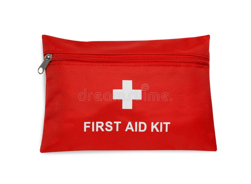 Red First Aid Kit on White, Top View Stock Photo - Image of help ...