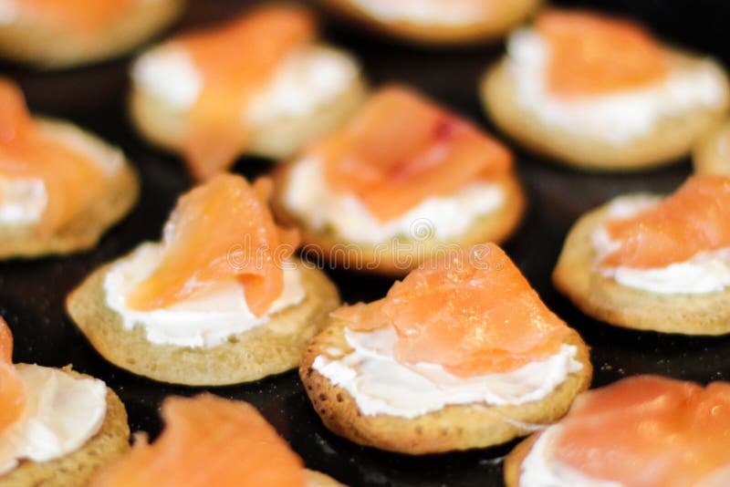 Red Fish Canapes stock photo. Image of fresh, snack, dish - 83842226