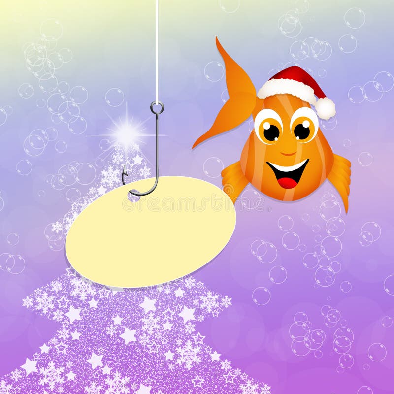 Red fish at Christmas stock illustration. Illustration of cute - 61363576