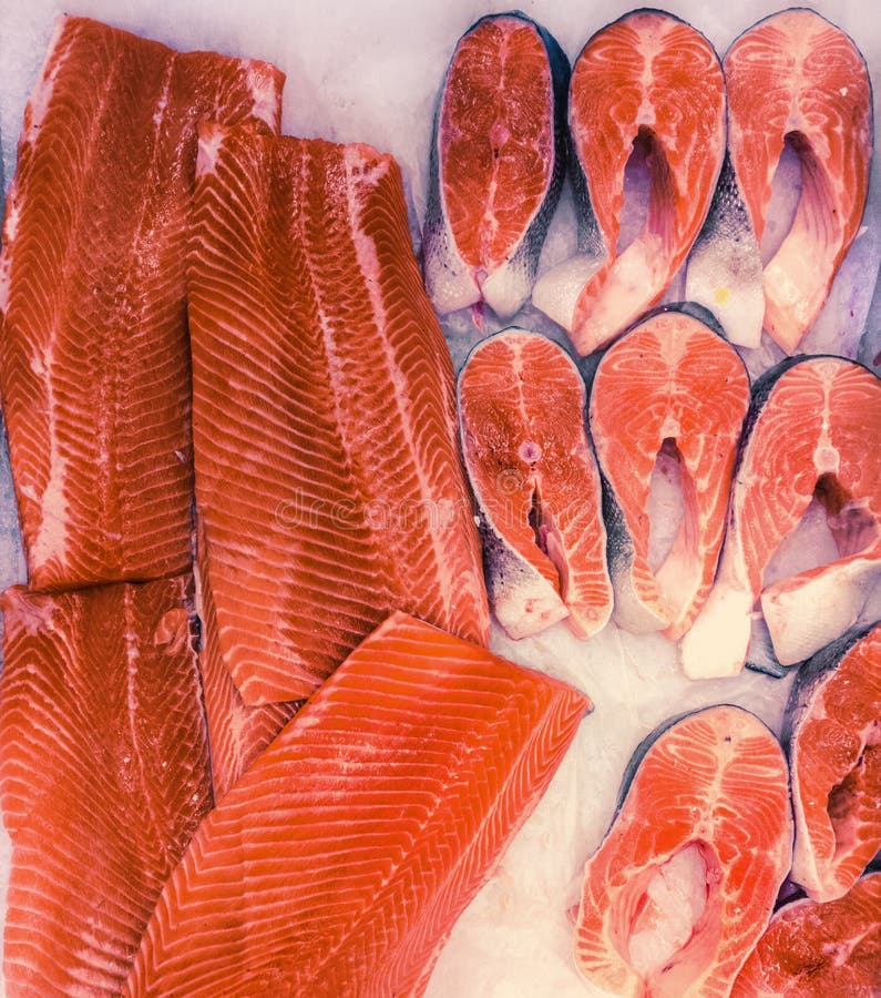 Salmon meat stock image. Image of gastronomy, meat, portion - 84208651
