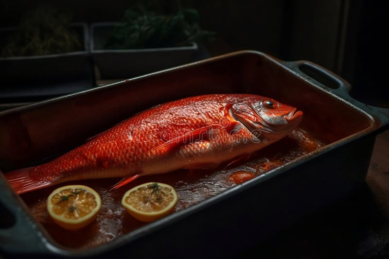 Red Fish on the Grill. Generative AI. Stock Illustration - Illustration ...