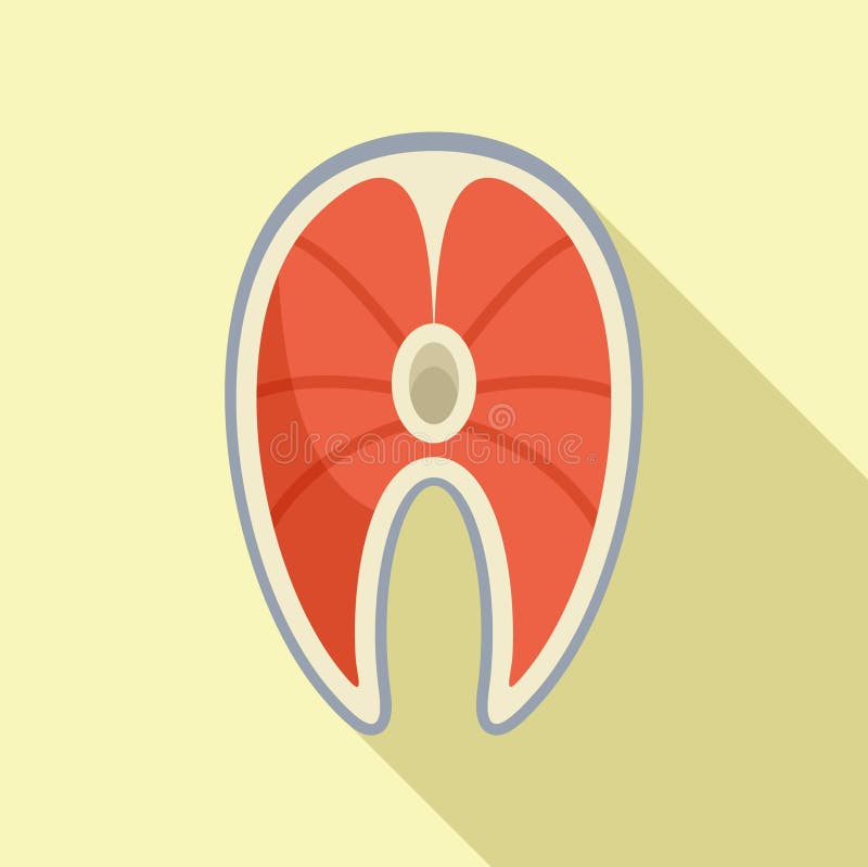 Red Fish Icon Flat Vector. Protein Food Stock Illustration ...