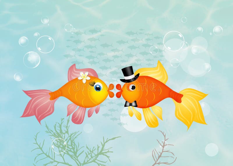 Red fish in love stock illustration. Illustration of couple - 76861051