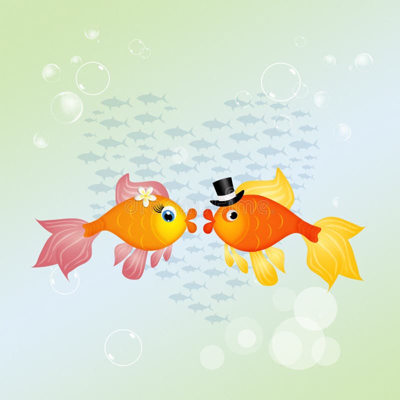 Red fish in love stock illustration. Illustration of ocean - 76861074