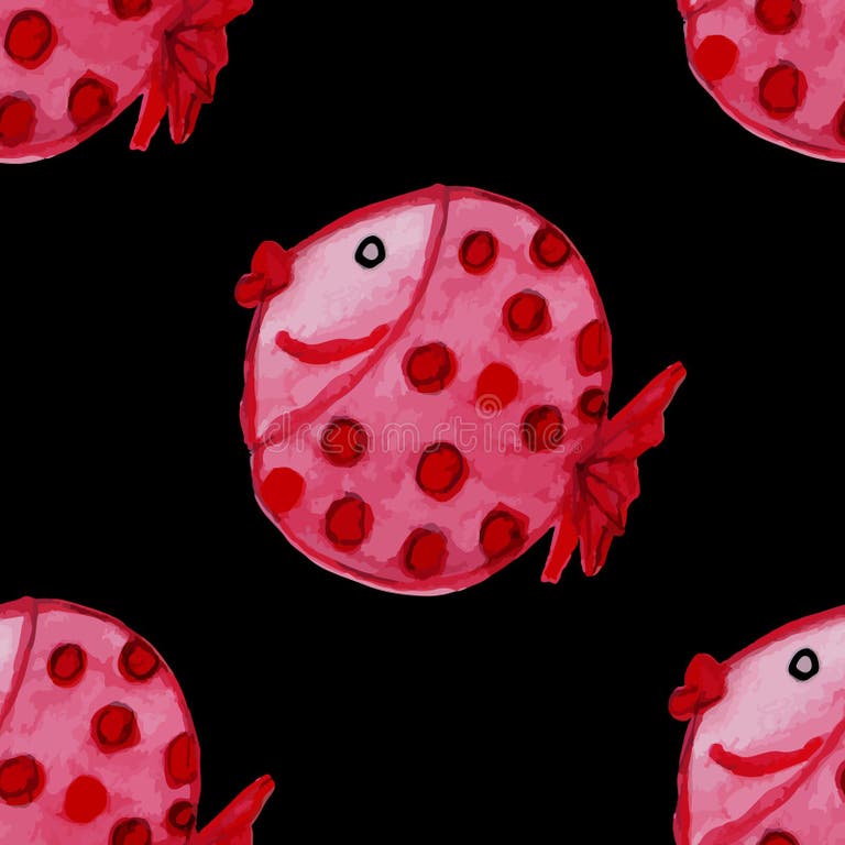 Red fish pattern stock vector. Illustration of seamless - 51528860