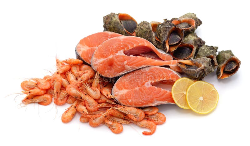 Red Fish and Prawns with Rapans Stock Image - Image of market, pile ...