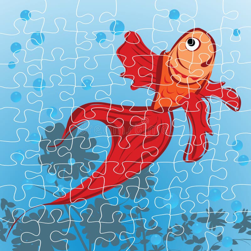 Red fish puzzle stock vector. Illustration of game, clue - 15387889