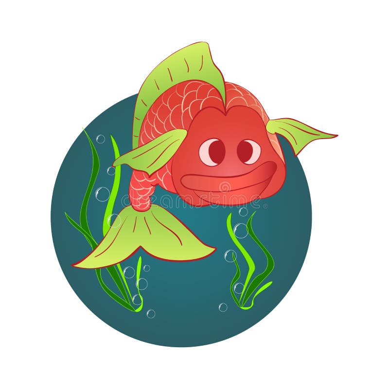 Red Fish and a Shell with a Pearl Stock Vector - Illustration of mouth ...