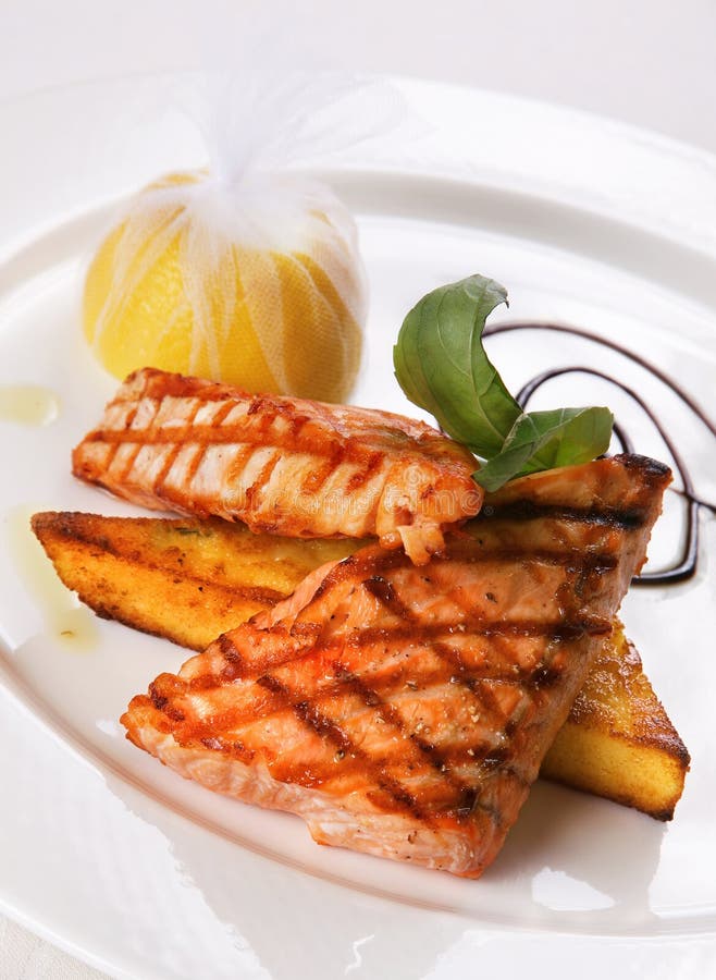 Red fish steak stock image. Image of dinner, plate, closeup - 7212463