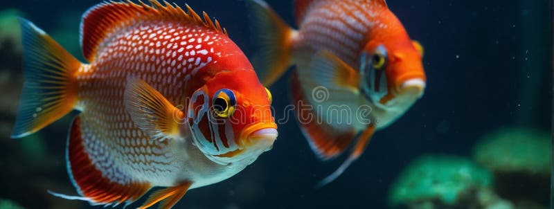 Red Fish Swim in an Aquarium Stock Illustration - Illustration of ...