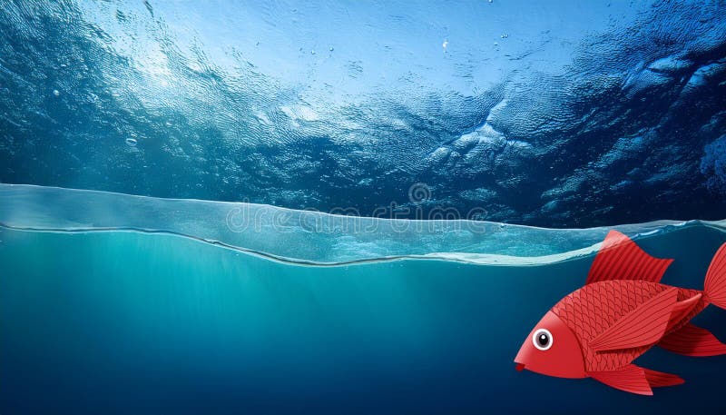 Red fish in water stock illustration. Illustration of ocean - 366049881