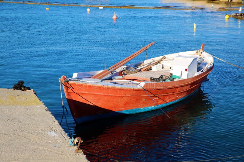 Red Fishing Boat on the Pier Stock Image - Image of europe, boats ...
