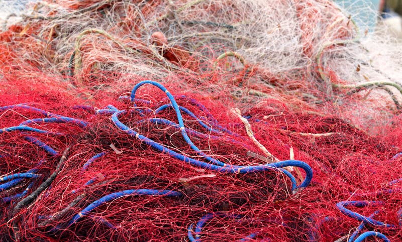 Red fishing net stock image. Image of fish, maritime - 64737873