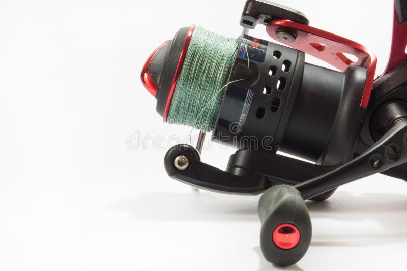 Red Fishing Reel in Close View Stock Photo - Image of details, tackle ...