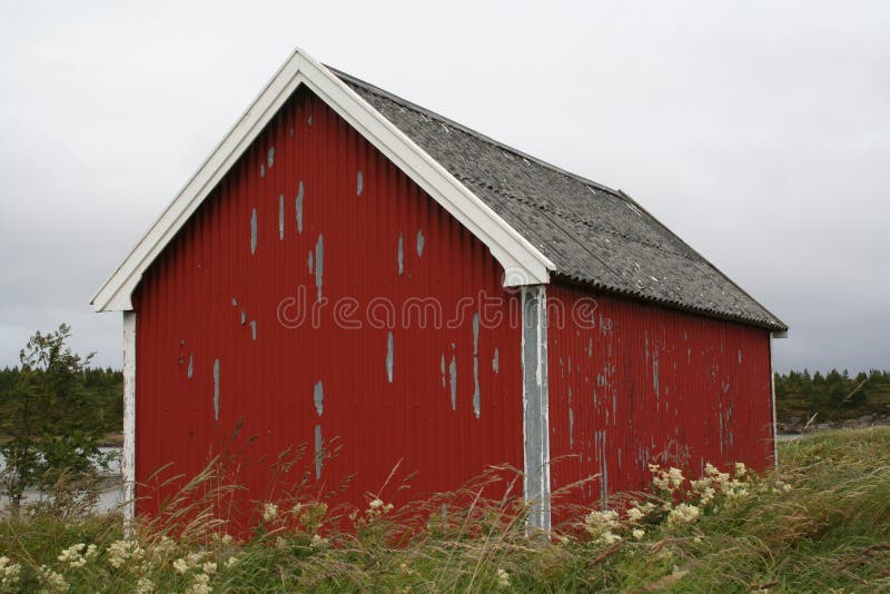 Red fishing shack stock photo. Image of norway, decay - 1268596