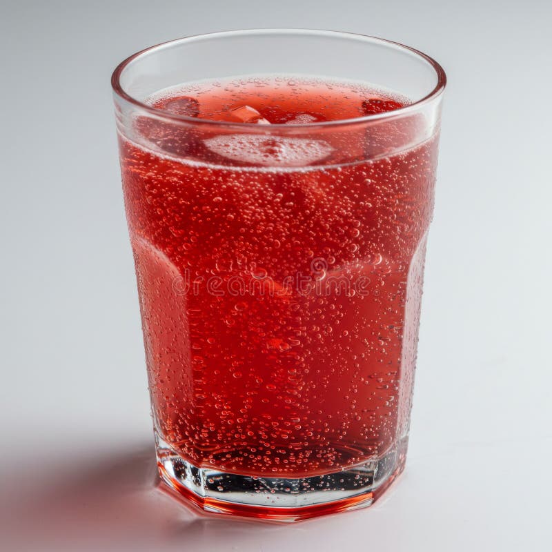 Red Fizzy Drink with Ice in a Glass Stock Illustration - Illustration ...