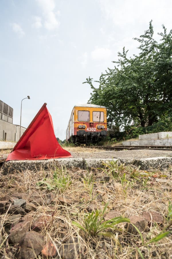 Stop Signal(red Flag) For The Thailand Train Stock Image - Image of ...