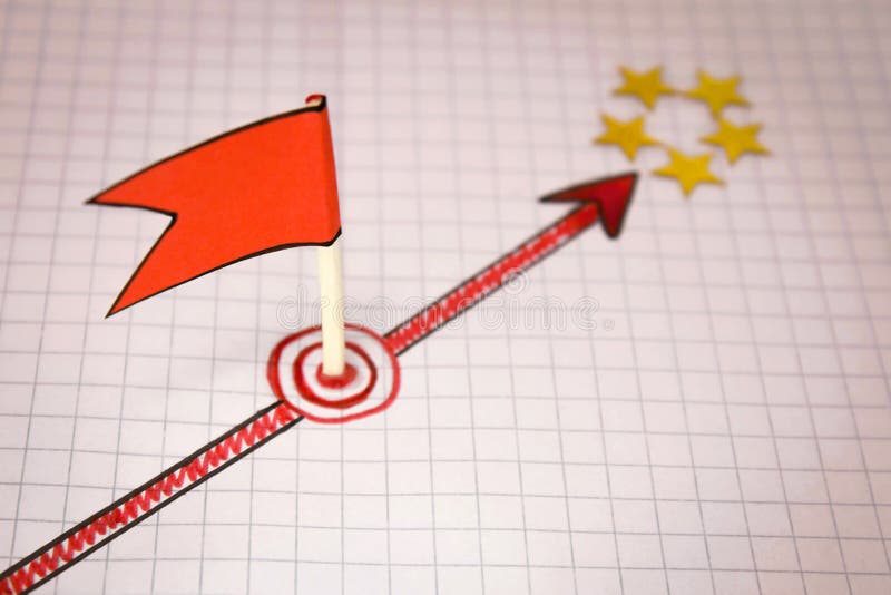 Red Flag and Arrow Target Five Stars. Winner Strategy Stock Photo ...