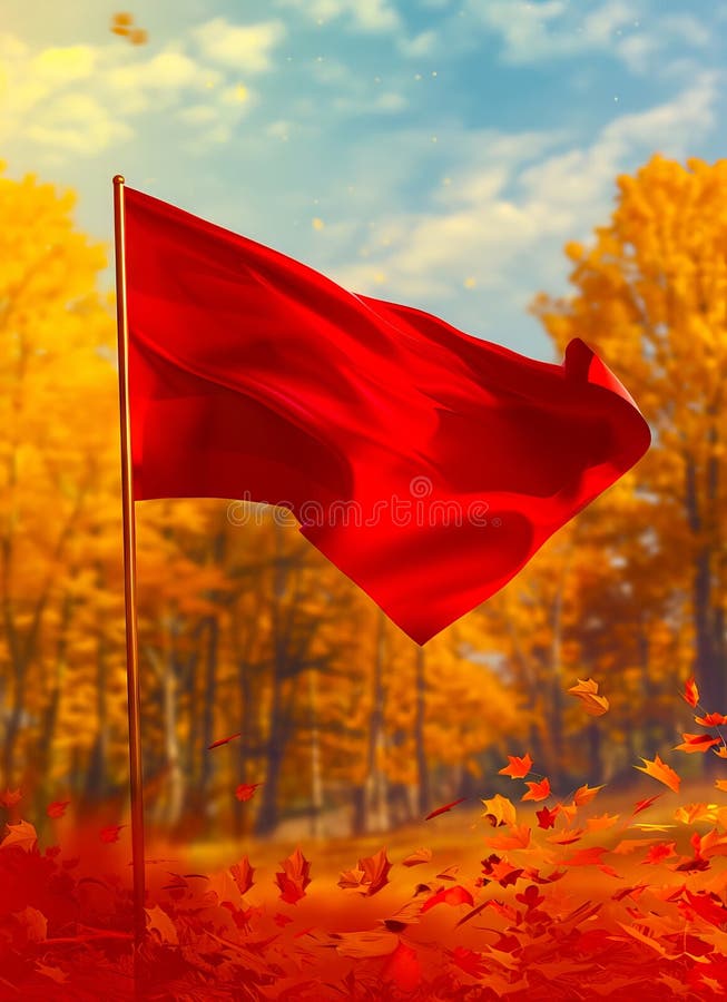 A Red Flag Blowing in the Wind Stock Photo - Image of wind, cloud ...