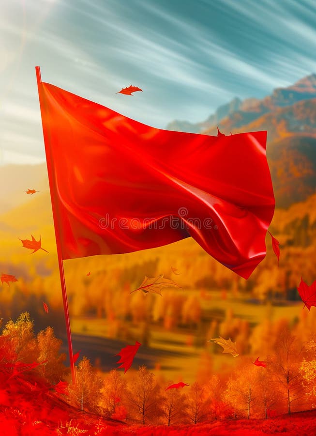A Red Flag Blowing in the Wind Stock Photo - Image of wind, outdoor ...