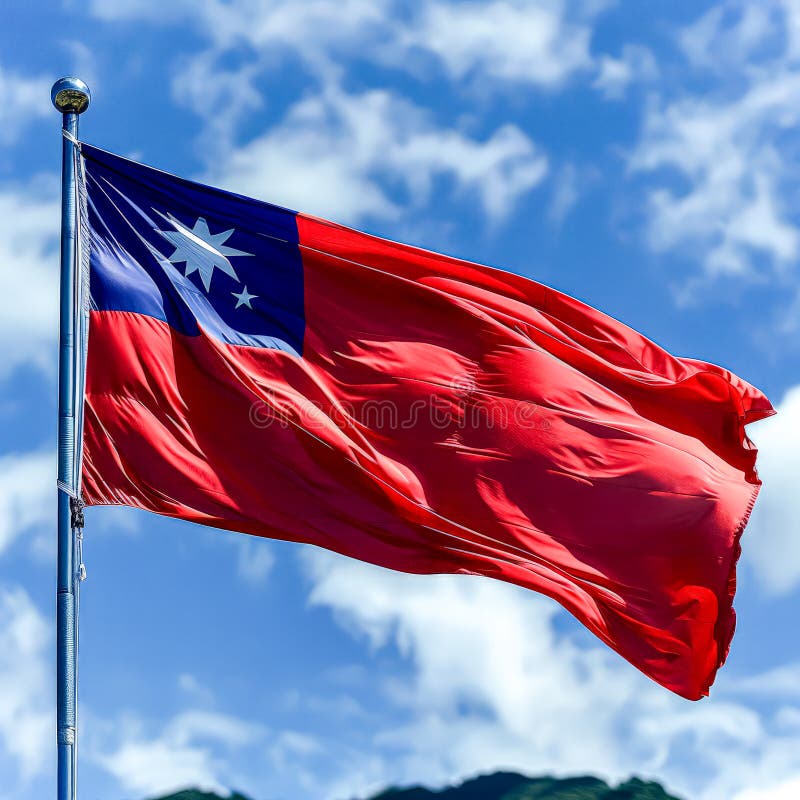 A Red Flag with a Blue Background. Stock Photo - Image of nation ...