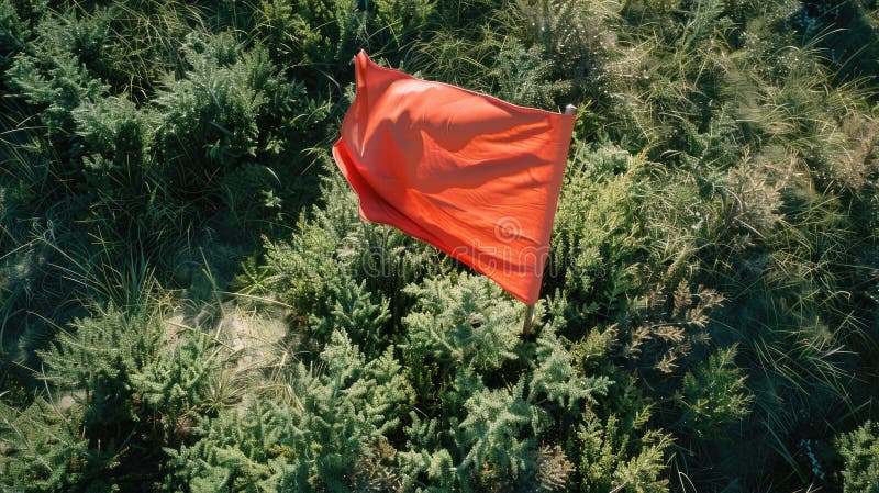 Red flag in field stock image. Image of landscape, caution - 375523411