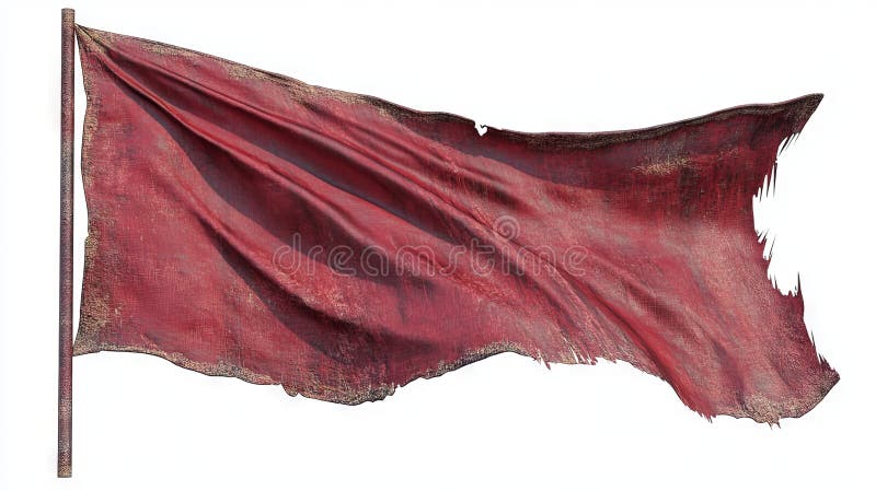 A Red Flag with a Flowing Design is Isolated on a Transparent ...