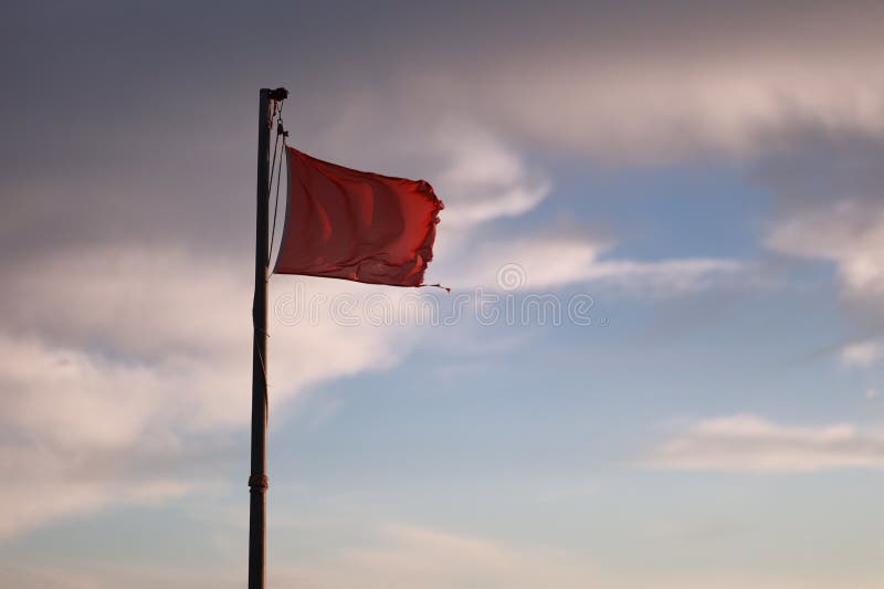 Red Flag is Flying in the Sky Stock Image - Image of lifeguard, bright ...