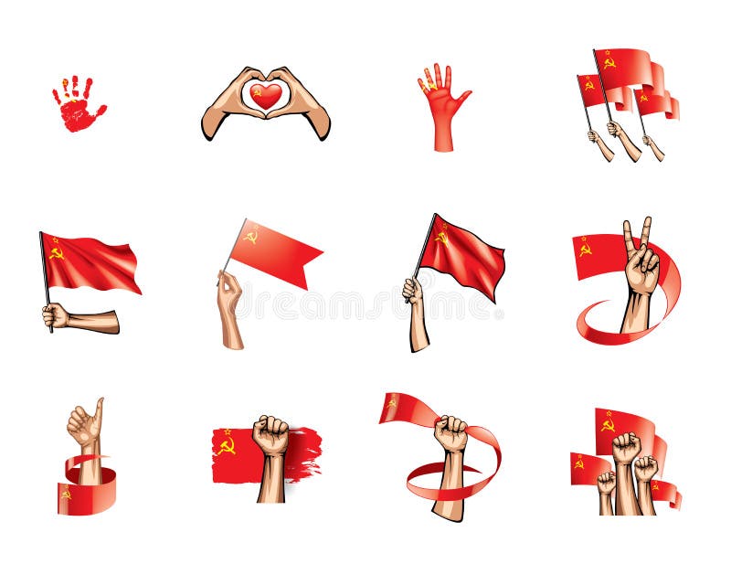 Red Flag and Hand on White Background. Vector Illustration Stock Vector ...