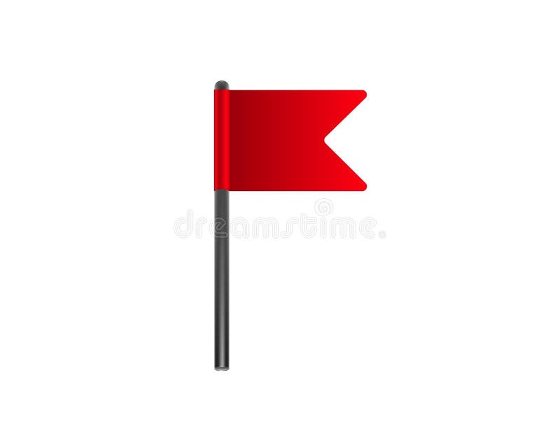 Red Flag Icon with Black Pole on White Background Stock Illustration ...