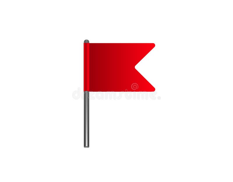 Red Flag Icon on a Pole Against White Background Stock Vector ...