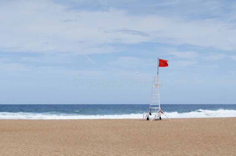 Red Flag in the Lifeguard Station Stock Image - Image of yellow ...