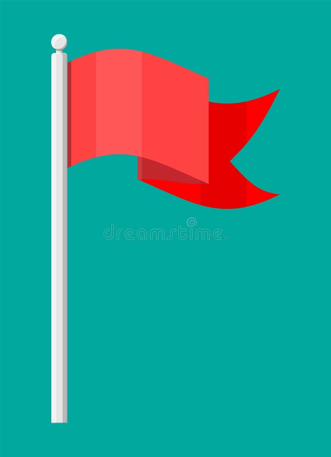 Red Flag on Metal Flagpole Template. Stock Vector - Illustration of ...