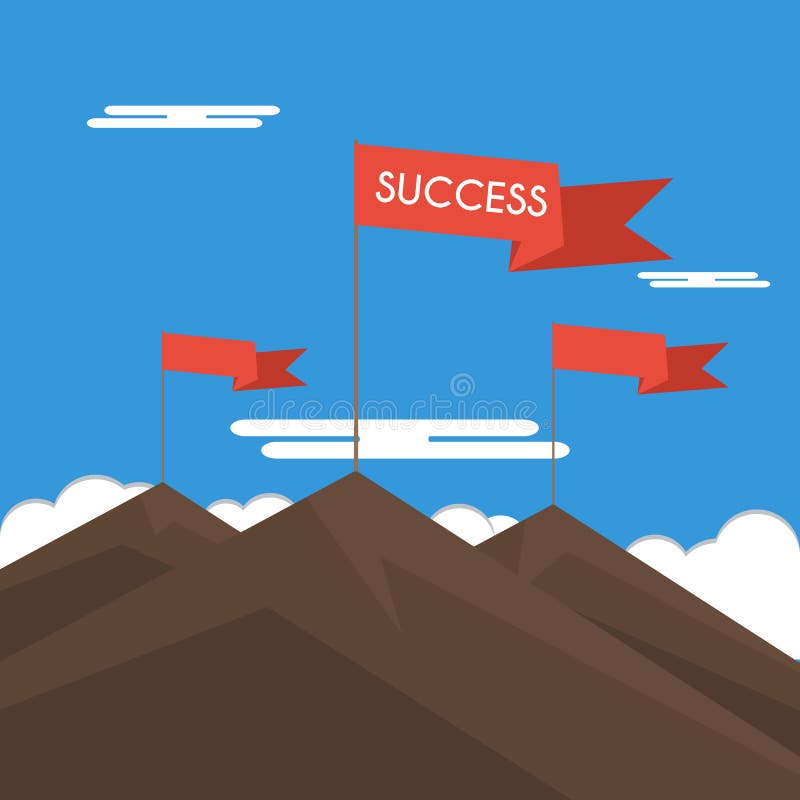 Red Flag on a Mountain Peak. Concept Business and Success. Stock Vector ...