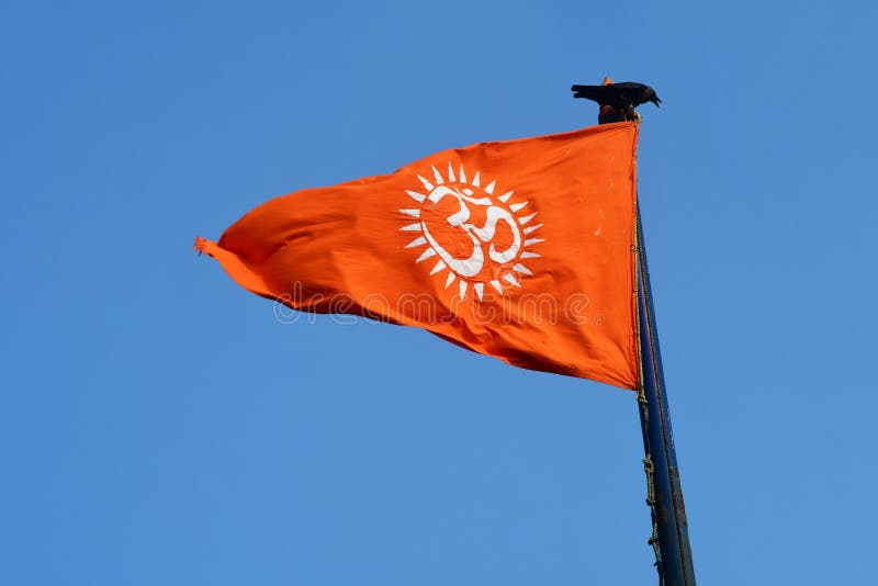 Red flag with Ohm sign stock photo. Image of pictographic - 143317360